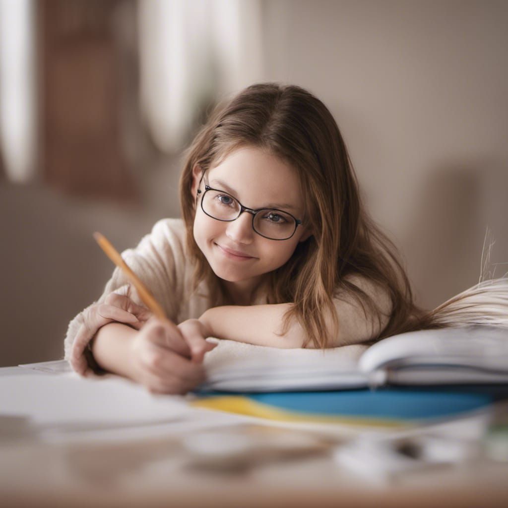 Cute Girl doing her homework - AI Generated Artwork - NightCafe Creator