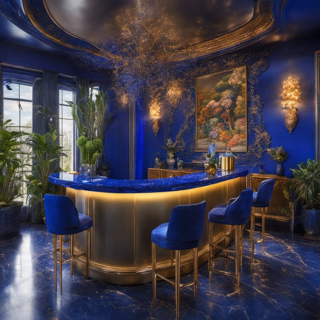 Royal blue cocktail bar - AI Generated Artwork - NightCafe Creator