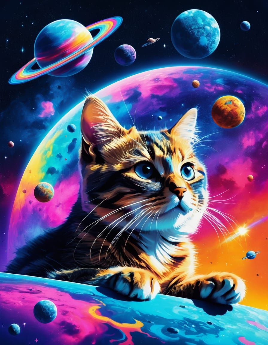 Colorful Cosmos Trapper Keeper in Lisa Frank Style - AI Art