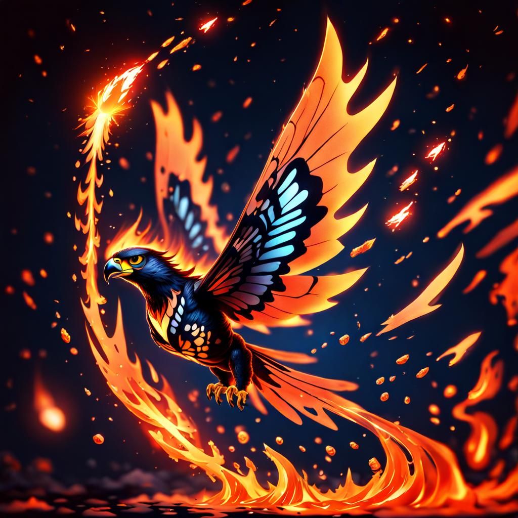 Lava eagle with butterfly wings - AI Generated Artwork - NightCafe Creator