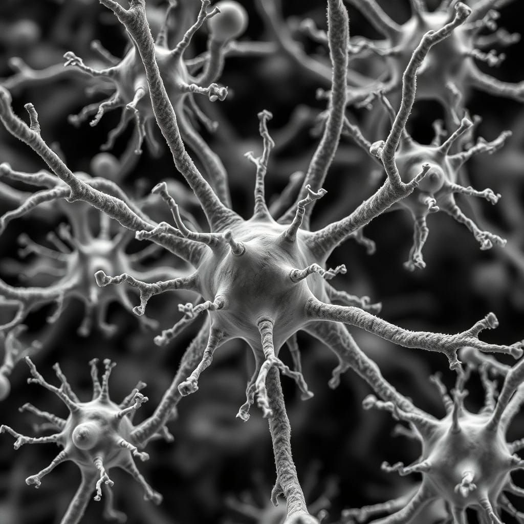 Neural Network Anatomy in Greyscale - AI Art