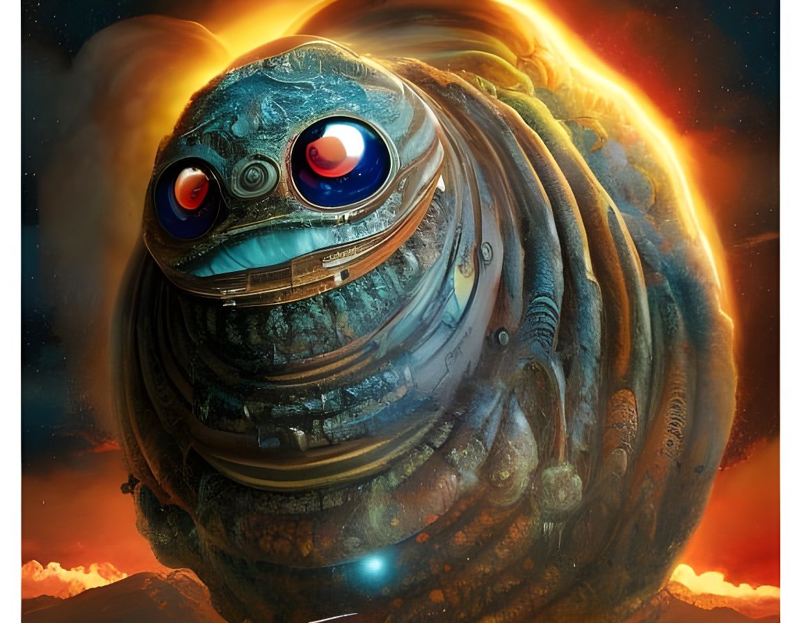 A Goopy Blob Monster with Big Veiny Eyes, space art, expansive maximalist, Epic cinematic ...