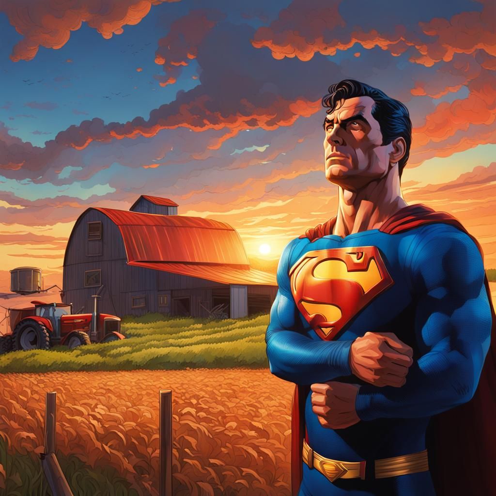 Superman on the farm - AI Generated Artwork - NightCafe Creator