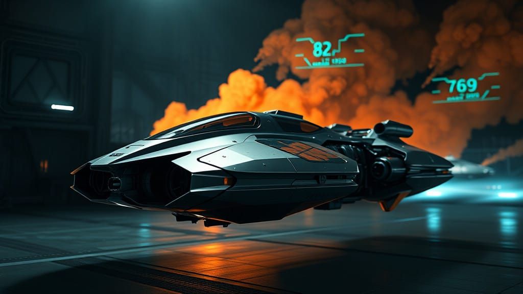 hover-speeder - Sleek Futuristic Speeder in a Dark, Atmosphe...