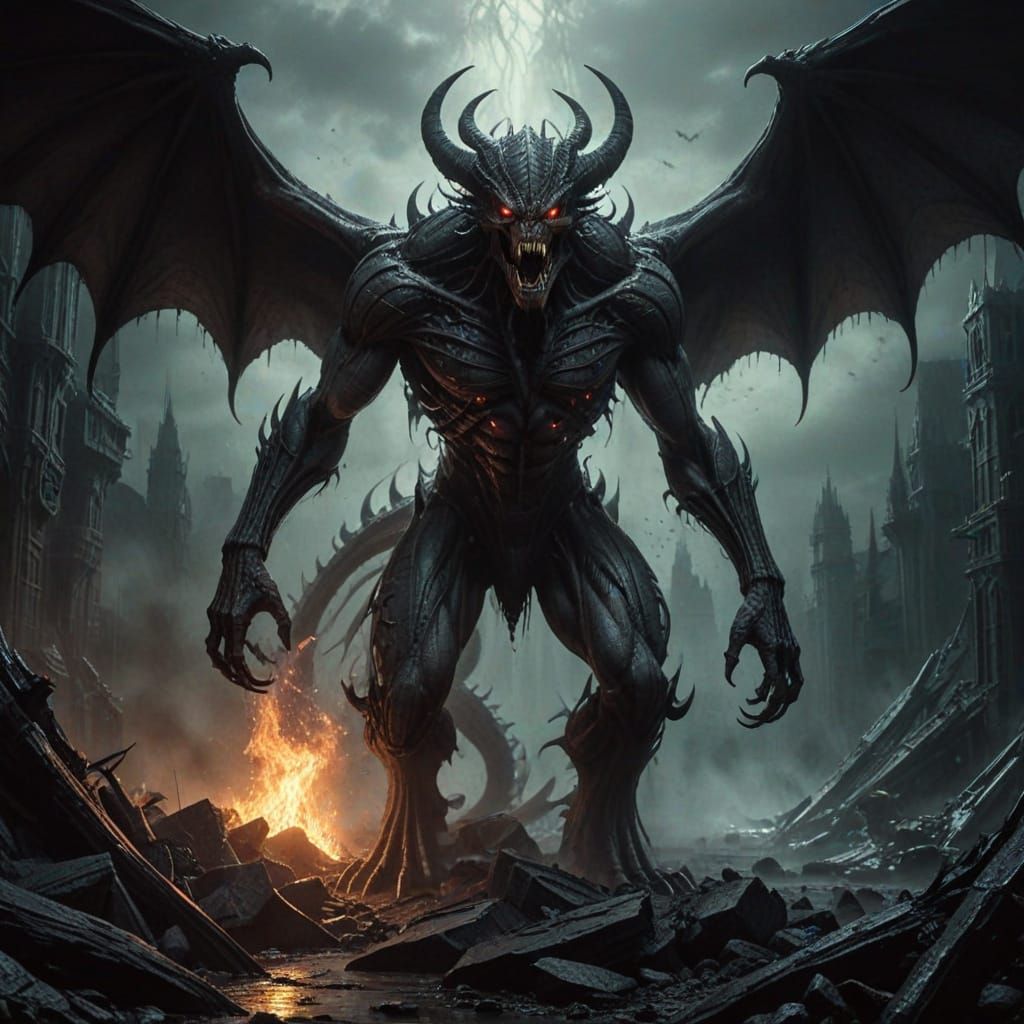 Behemoth Demon from Hell, Unleashing Nightmarish H... - AI Art