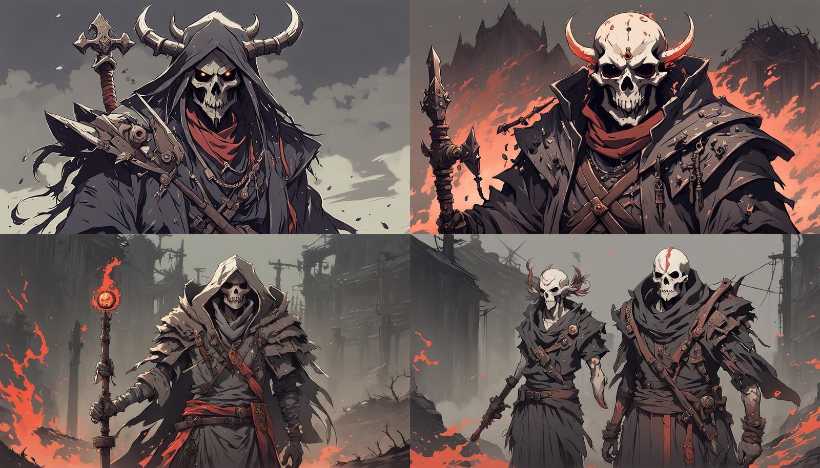 A portrait of a post apocalyptic anime style Diablo IV Necromancer ...