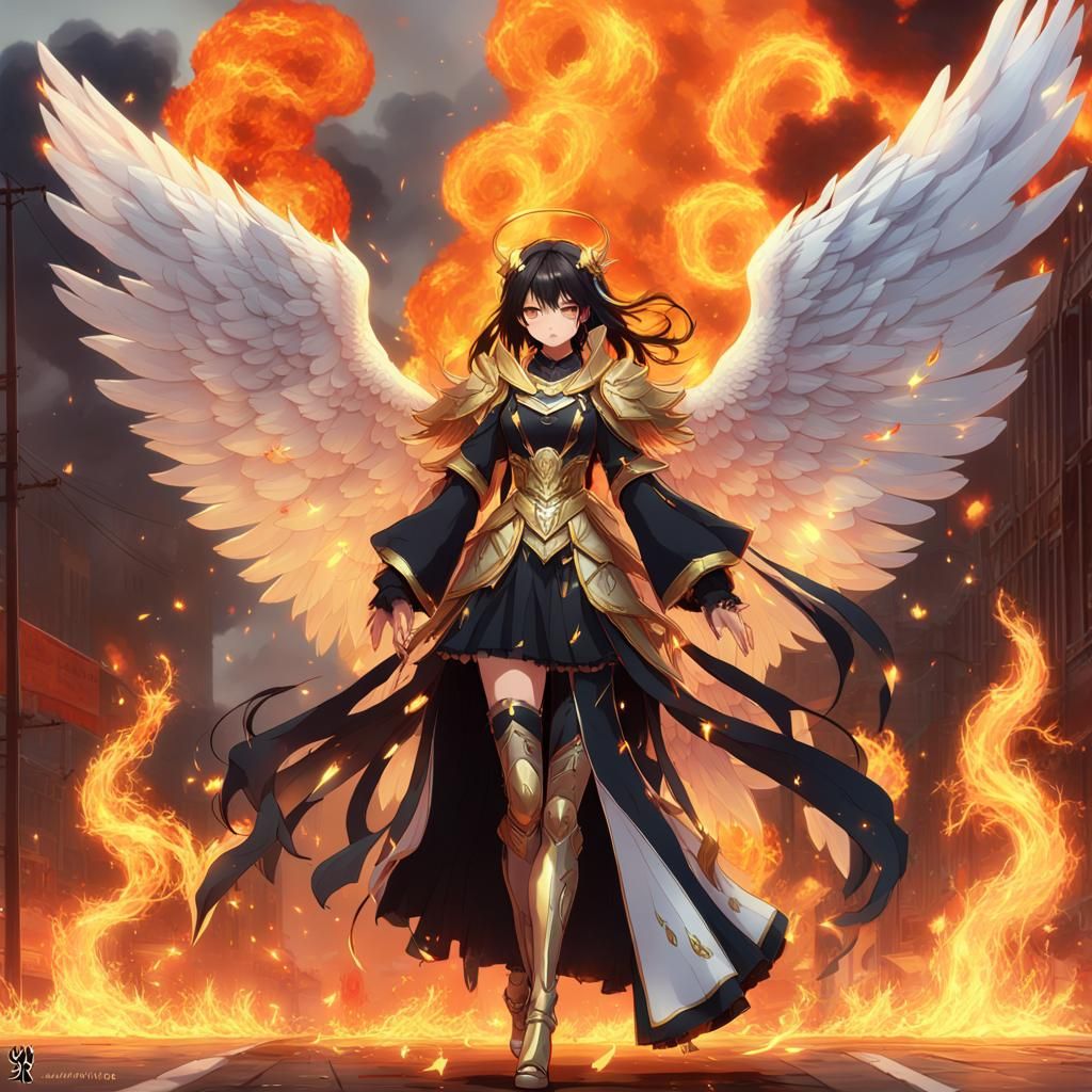 Flaming angel - AI Generated Artwork - NightCafe Creator