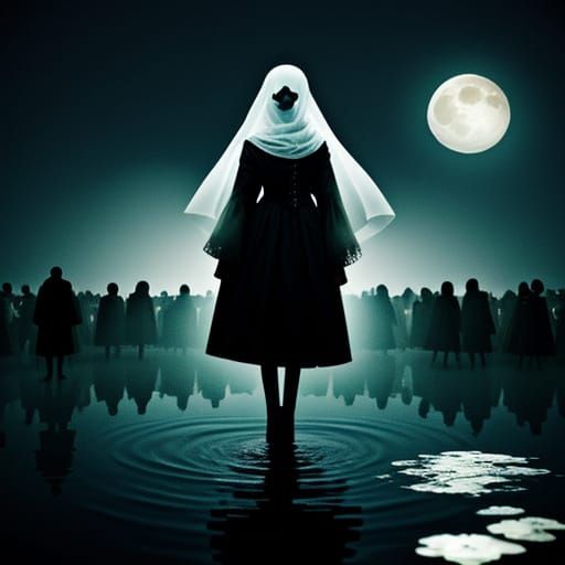 Ethereal Specter Over a Sea of Humans in a Mysteri... - AI Art