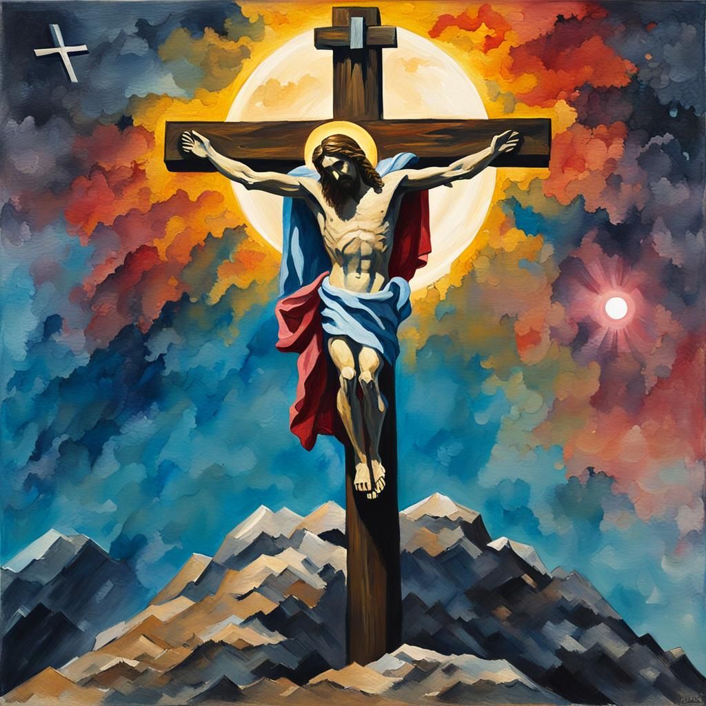 Jesus on the cross with an eclipse behind him - AI Generated Artwork ...