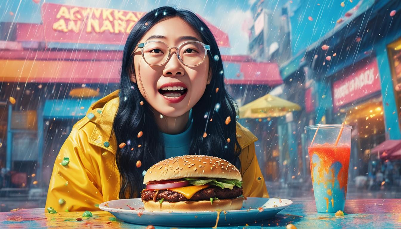 Burger Rain - The Awkwafina Series - AI Generated Artwork - NightCafe ...