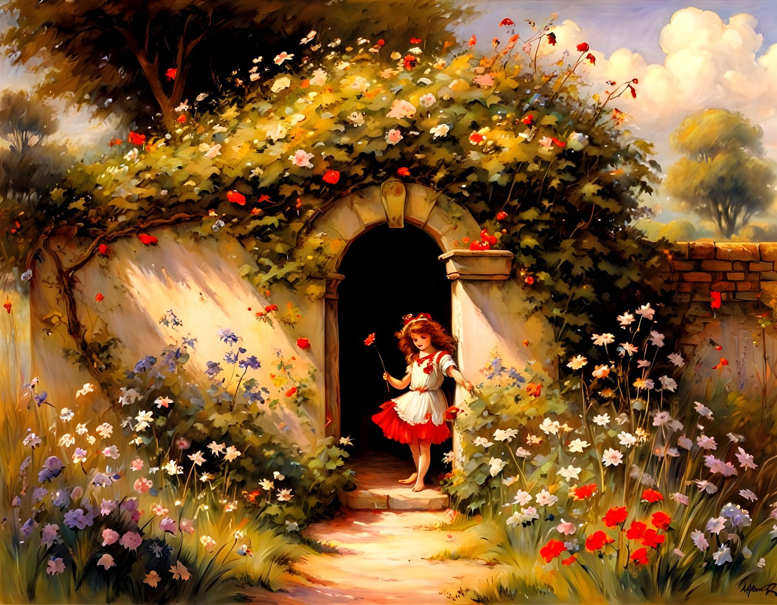 the fairy door in the hedge by arthur rackham and pino daeni