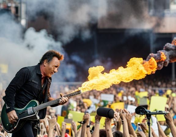 Bruce Springsteen with malfunctioning guitar - AI Generated Artwork ...