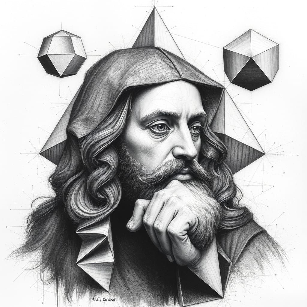 Da Vinci Math Shapes - Hyperdetailed Charcoal Drawing of Da ...