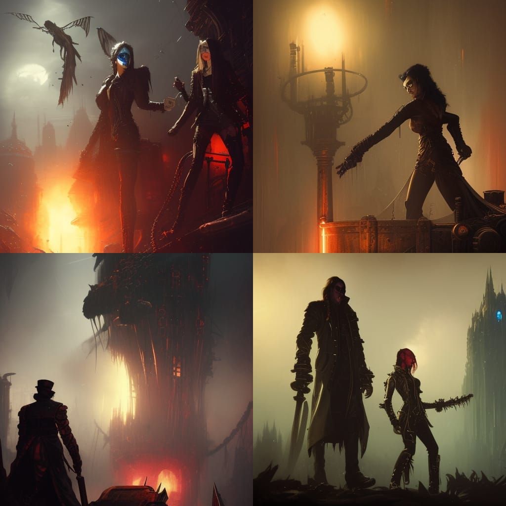steam punk vampires vs futuristic vampire hunters - AI Generated ...