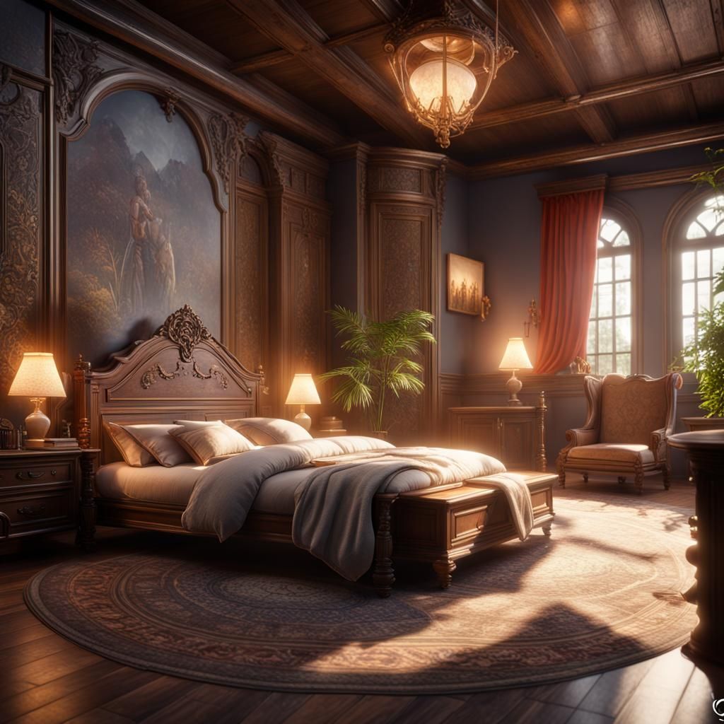 Fantasty bedroom 3D Game Cinematic Feel, Epic 3D Videogame Graphics ...