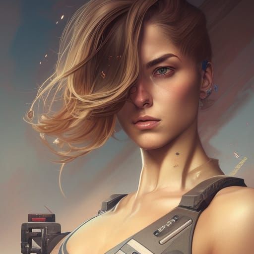 BEAUTIFUL BADASS TATTOOED BLONDE FEMALE BATTLETECH PILOT PORTRAIT head ...