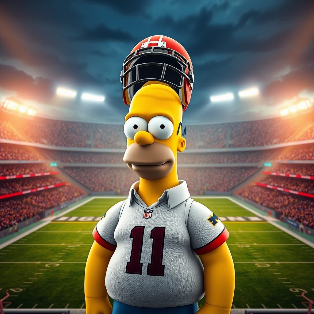 NFL Poster The Simpsons - Homer Simpson Leads the Gridiro...