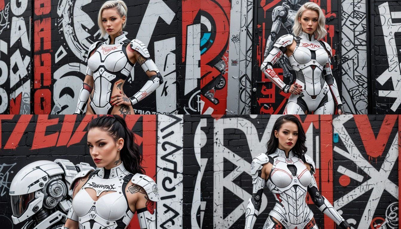 Futuristic Pin-Up Girl in Cyberpunk Graffiti - AI Art