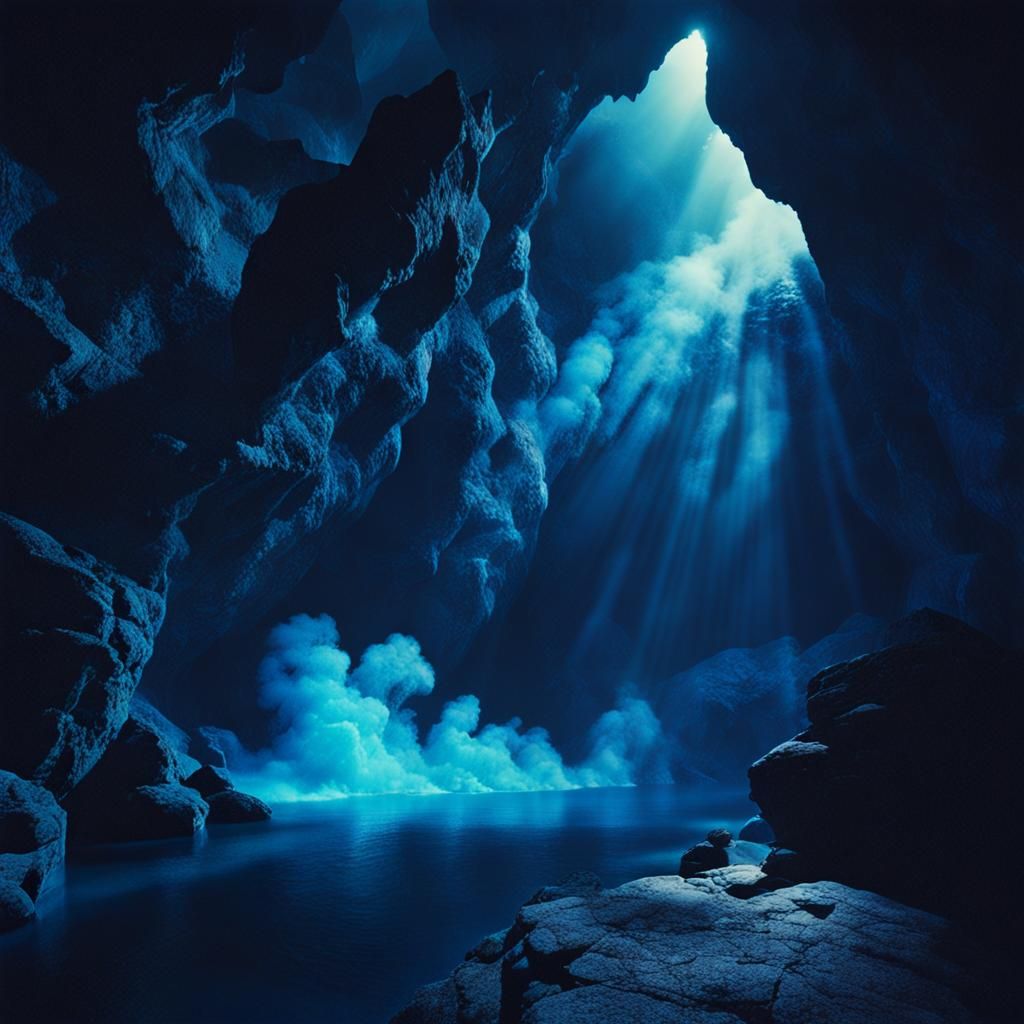 Blue Cavern - AI Generated Artwork - NightCafe Creator