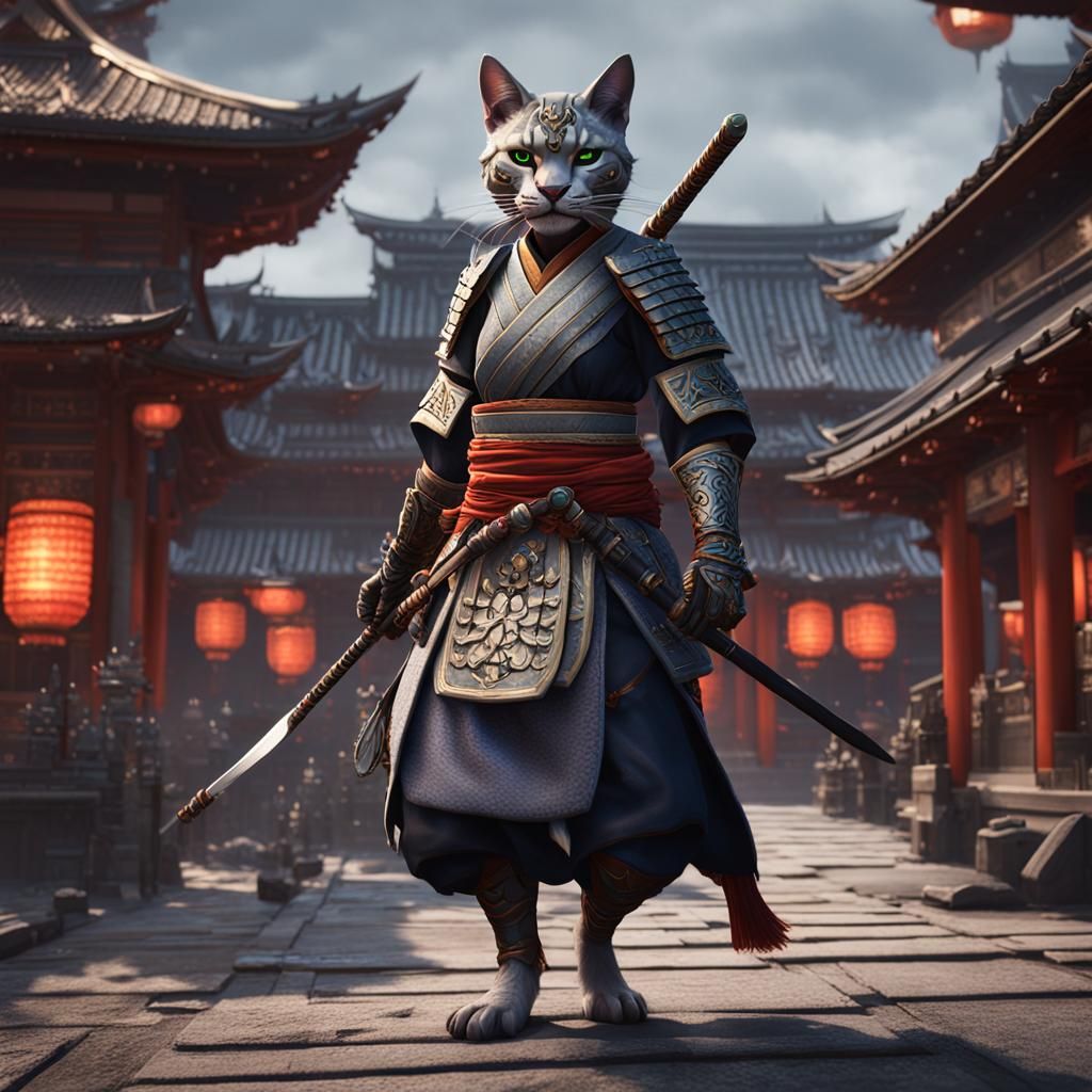 samurai grey tabaxi female - AI Generated Artwork - NightCafe Creator