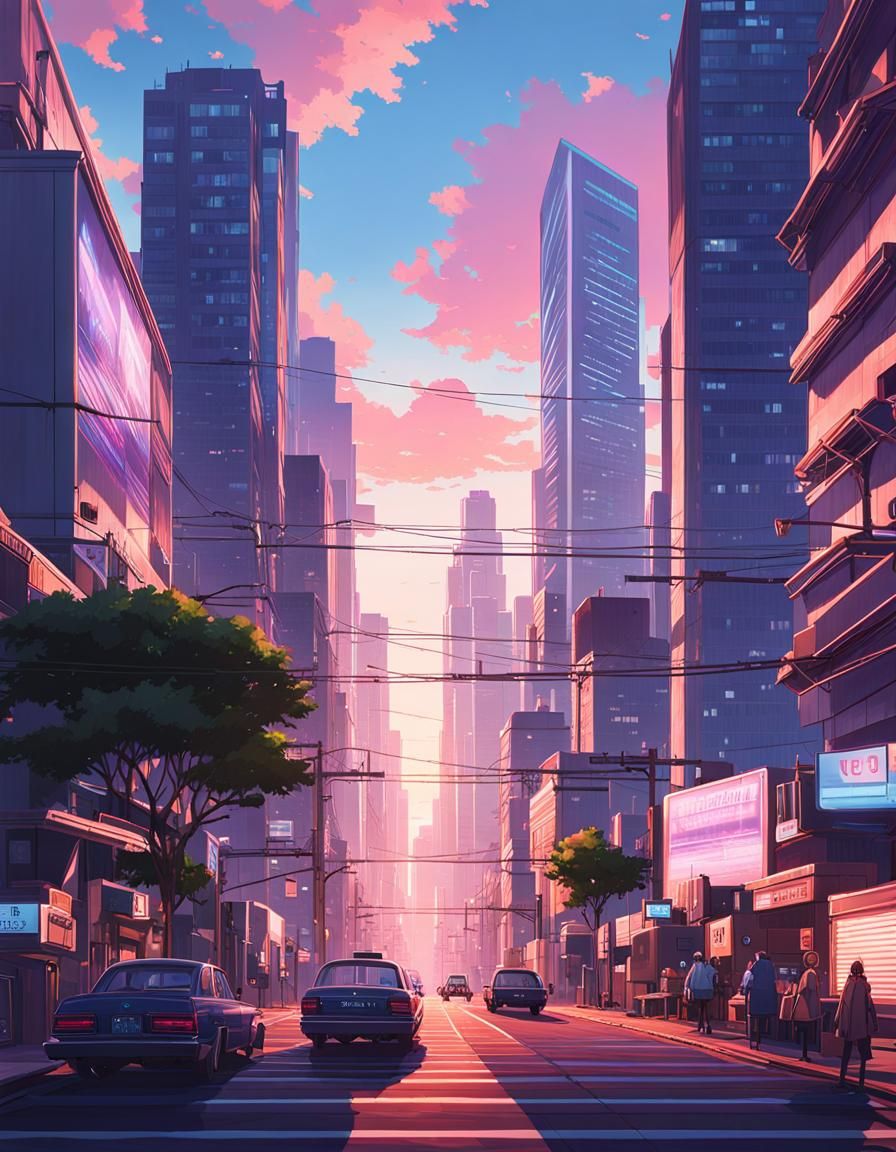 minamalist vaporwave city, cityscape, clear clean, by lya kushinov ...