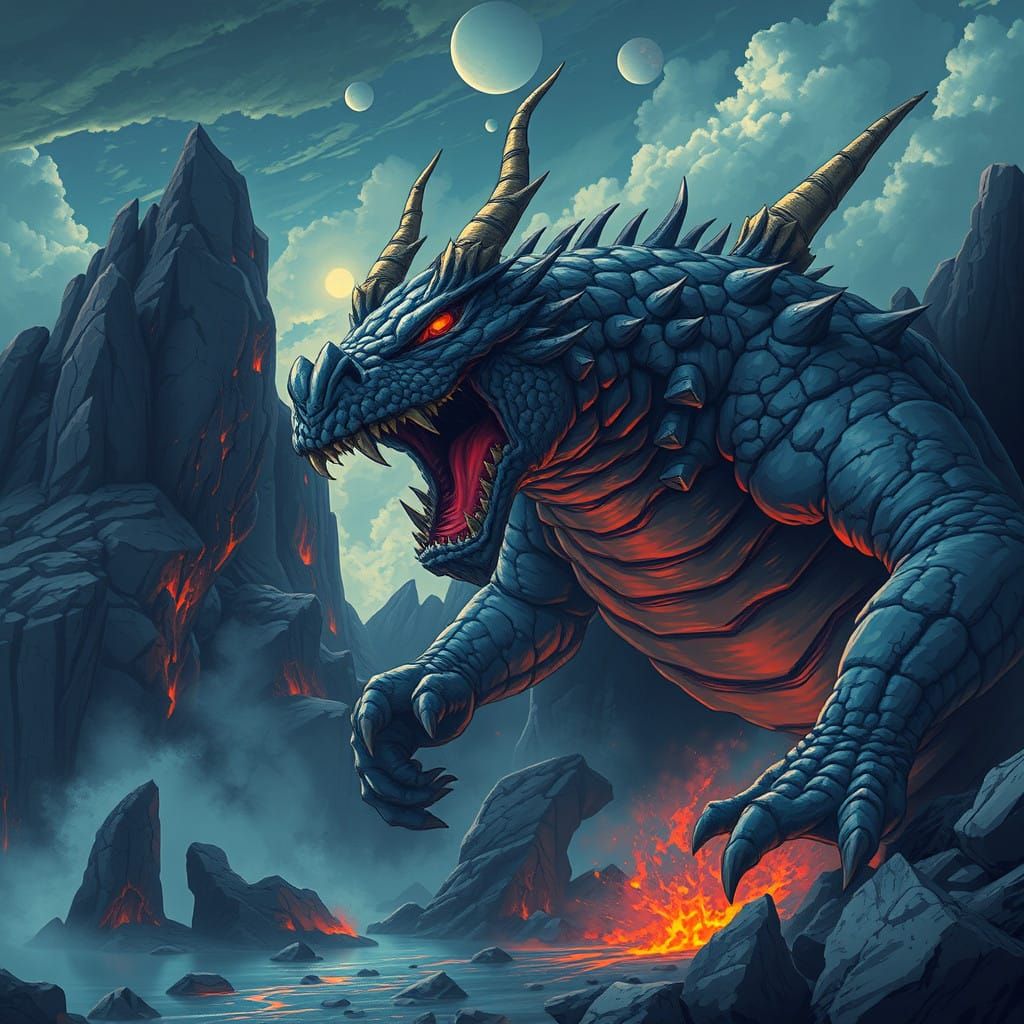 Dragon Colossus - Cyberpunk Dragon Guardian of the Volcanic ...
