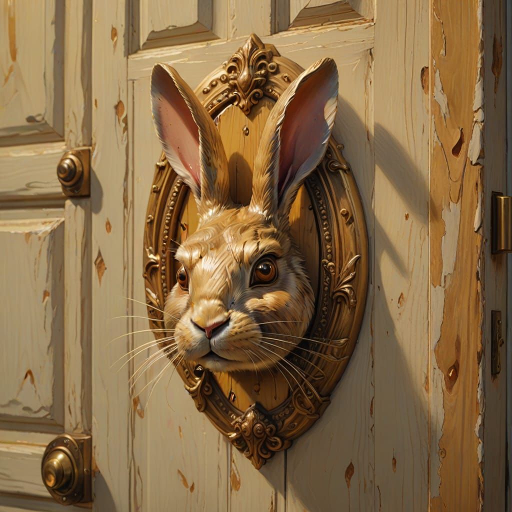 Surreal Door Inside Rabbit, Oil Painting Style - AI Art