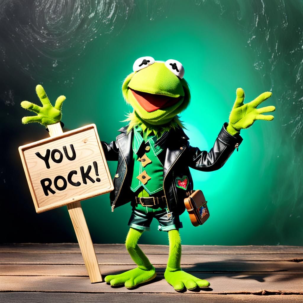 Rock Star Kermit - AI Generated Artwork - NightCafe Creator