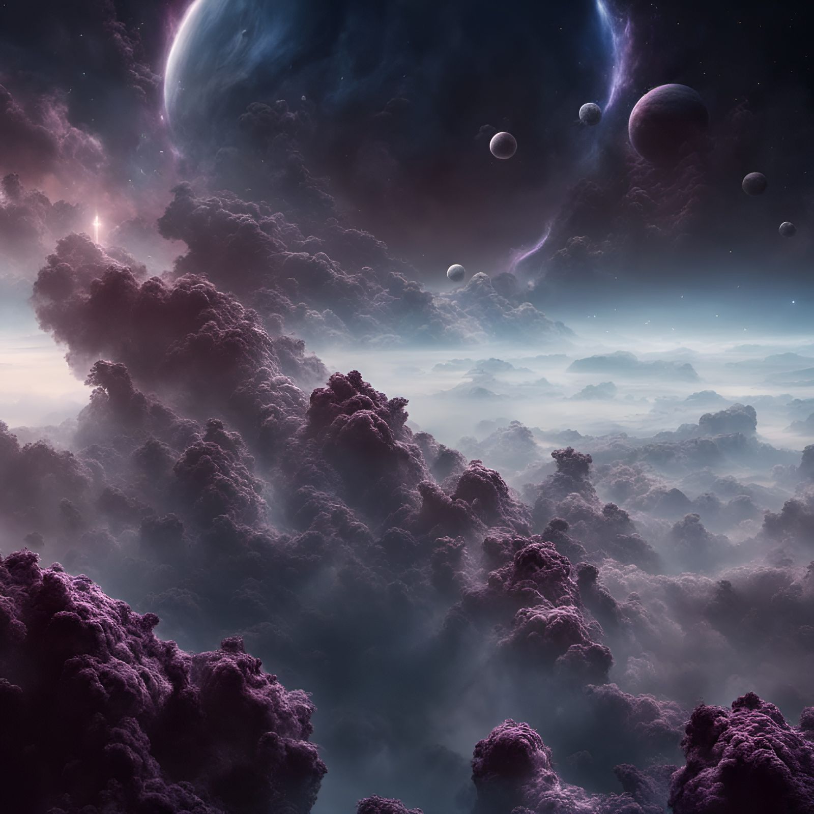 abstract and scenic outer space dark purple and dark blue - AI Generated Artwork - NightCafe Creator