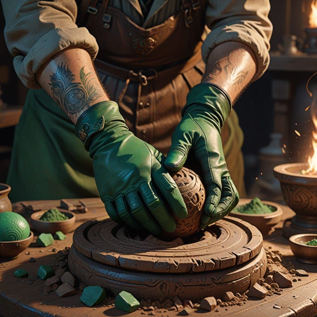 Master Potter at Work in Golden Light - AI Art