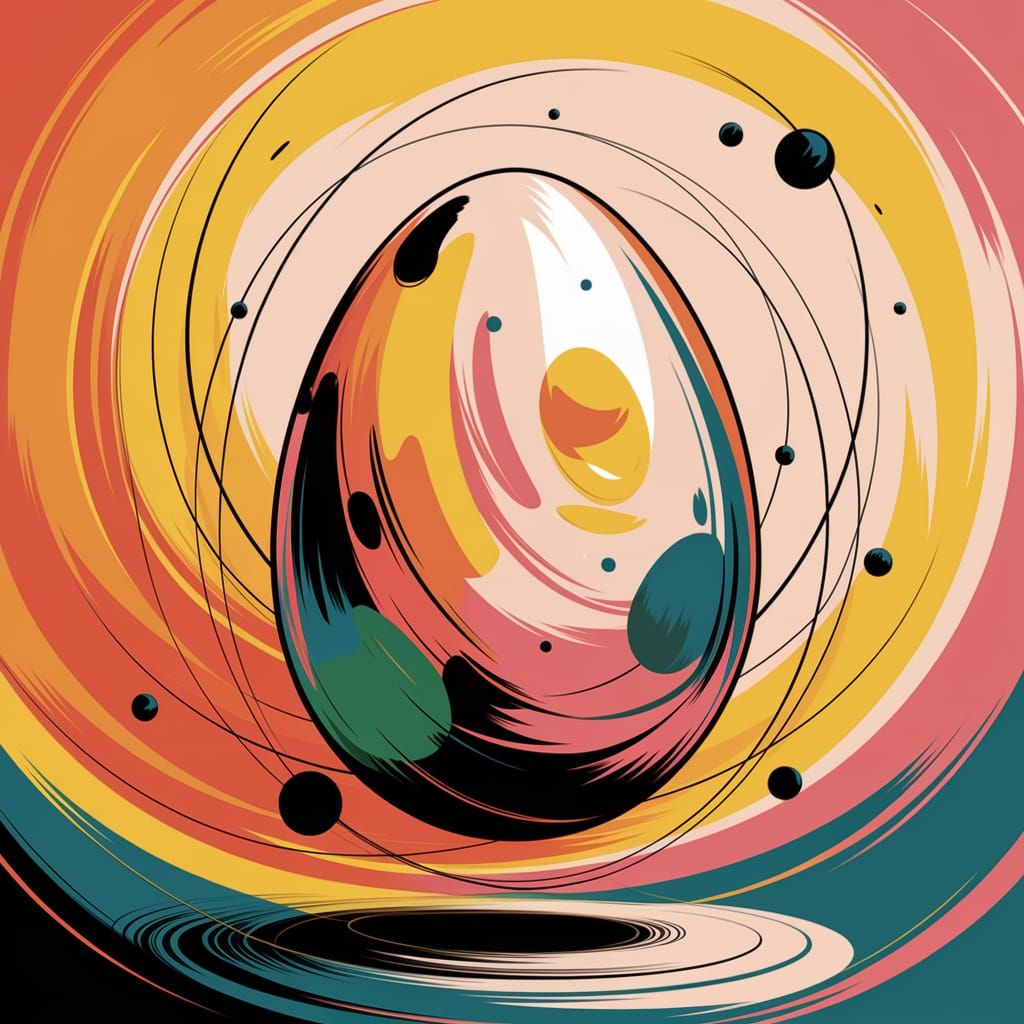 Abstract Egg Forms in Vibrant Colors - AI Art