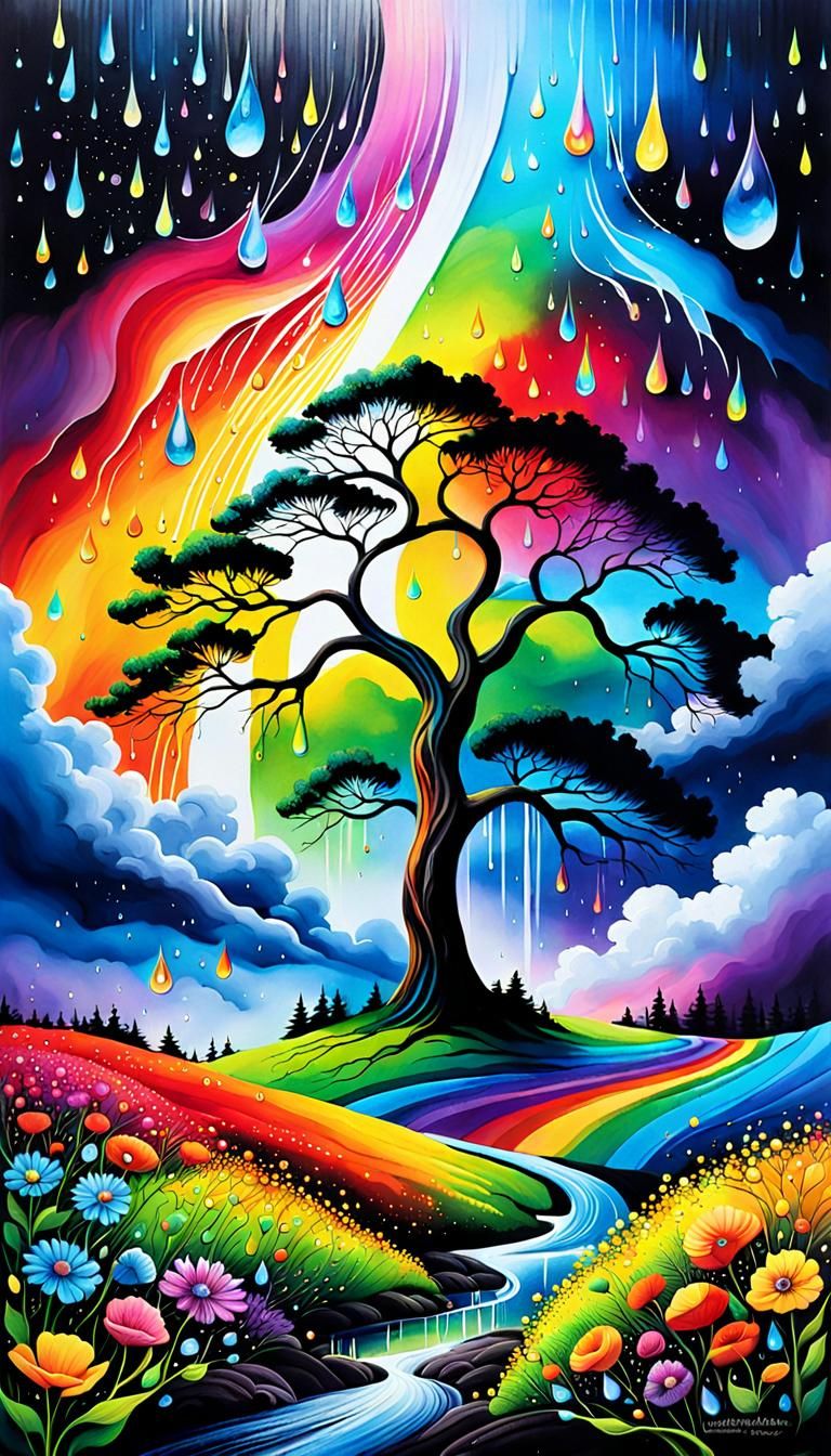 Rainbows in the Park - AI Generated Artwork - NightCafe Creator