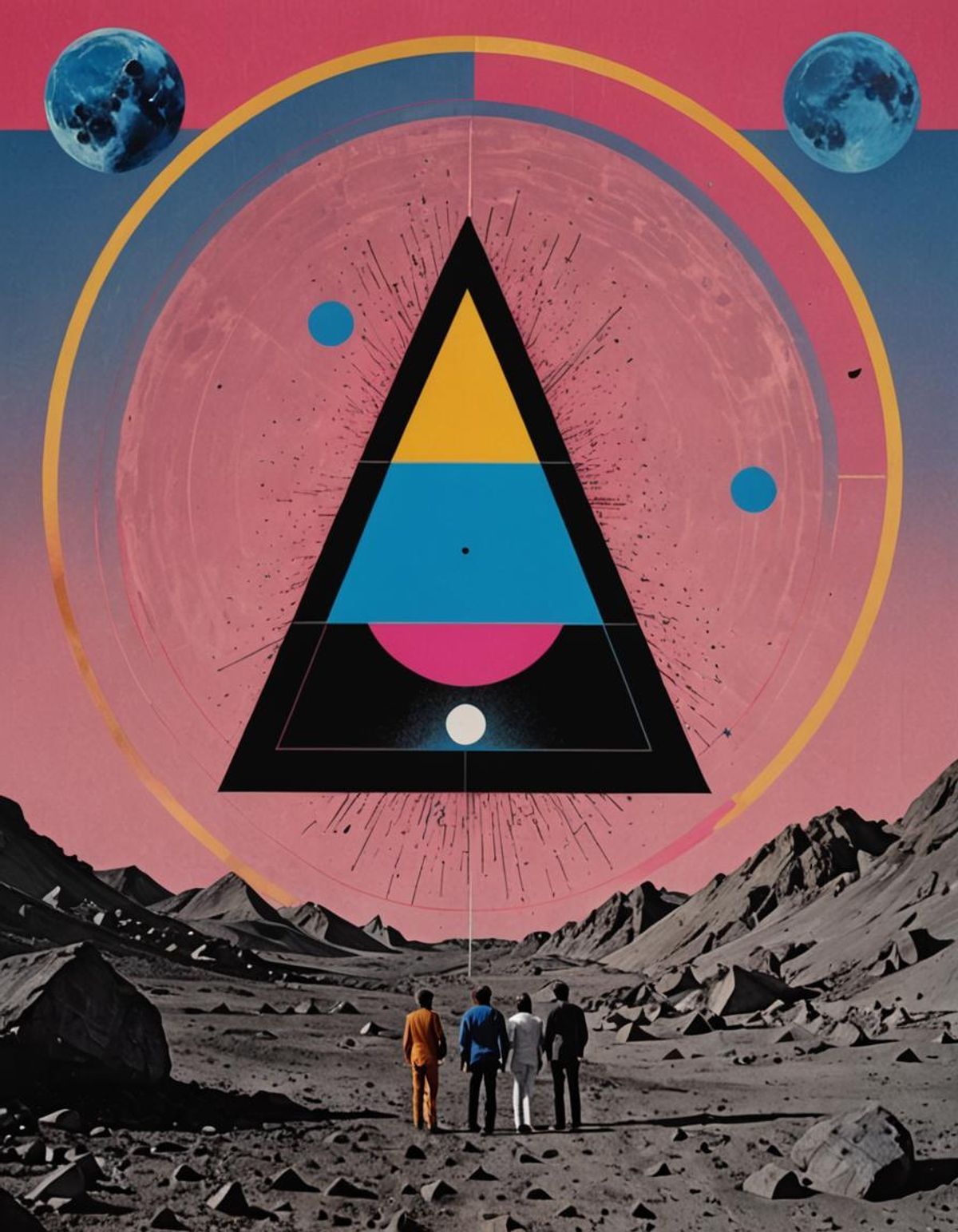 Pink Floyd on the Other Side of the Moon, Screen print, surreal pop art ...