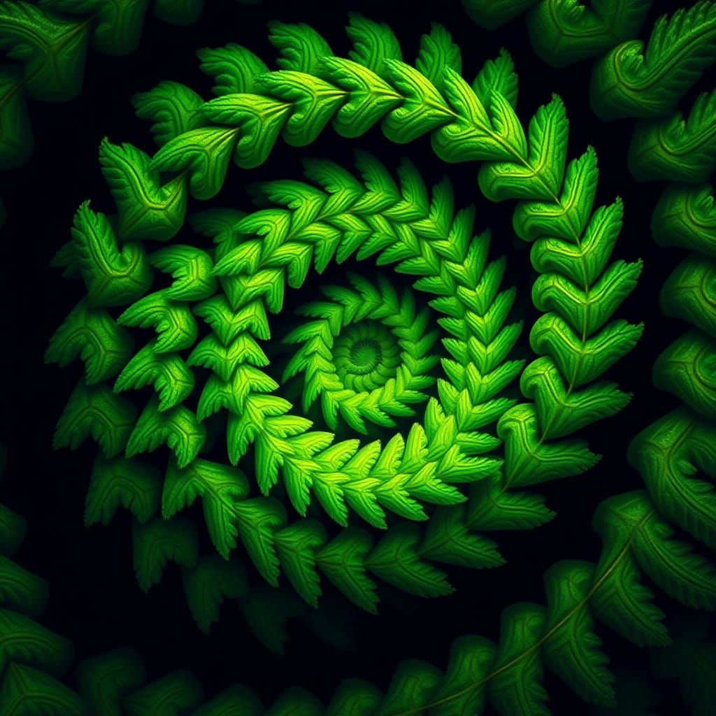 A mesmerizing close-up of vibrant green fern spirals, illustrating the ...