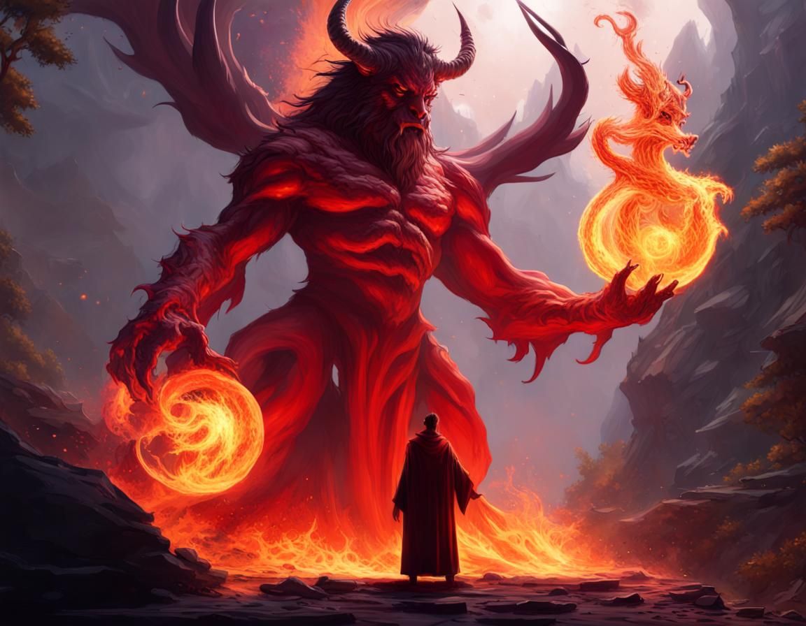 Summoned fire elemental/demon - AI Generated Artwork - NightCafe Creator