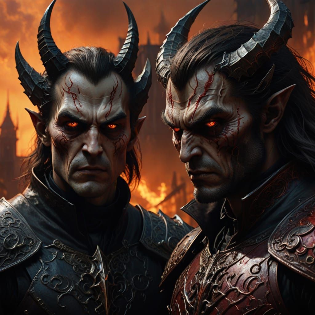 Vampire vs devil - Dark Fantasy Duel: Vampire and Devil Face...
