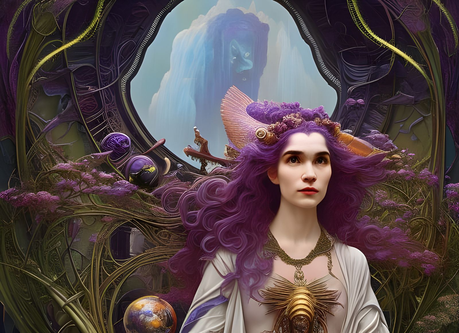 A portrait of Grimes as an Alien fairy hybrid. alien pod; Moebius H.R ...