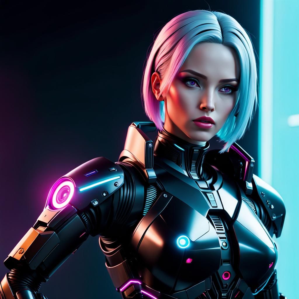 High-advanced technology personal humanized female robot, very detailed ...