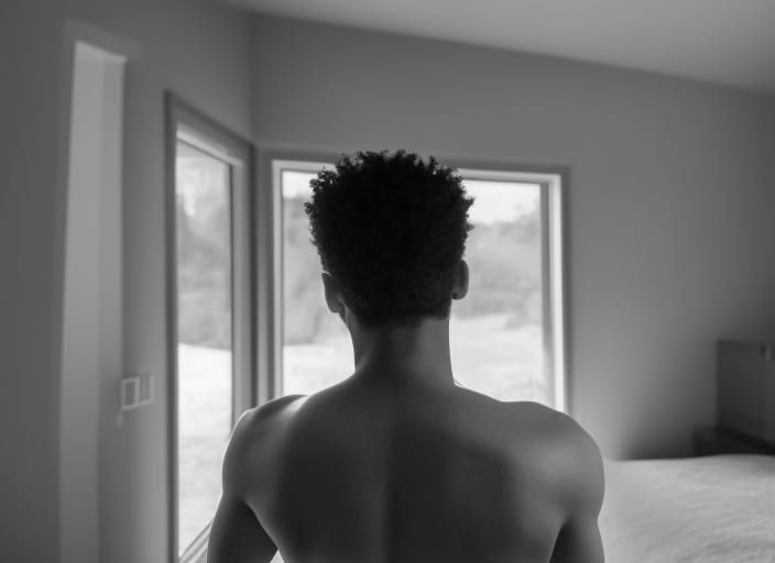 Male staring out window #2 - AI Generated Artwork - NightCafe Creator