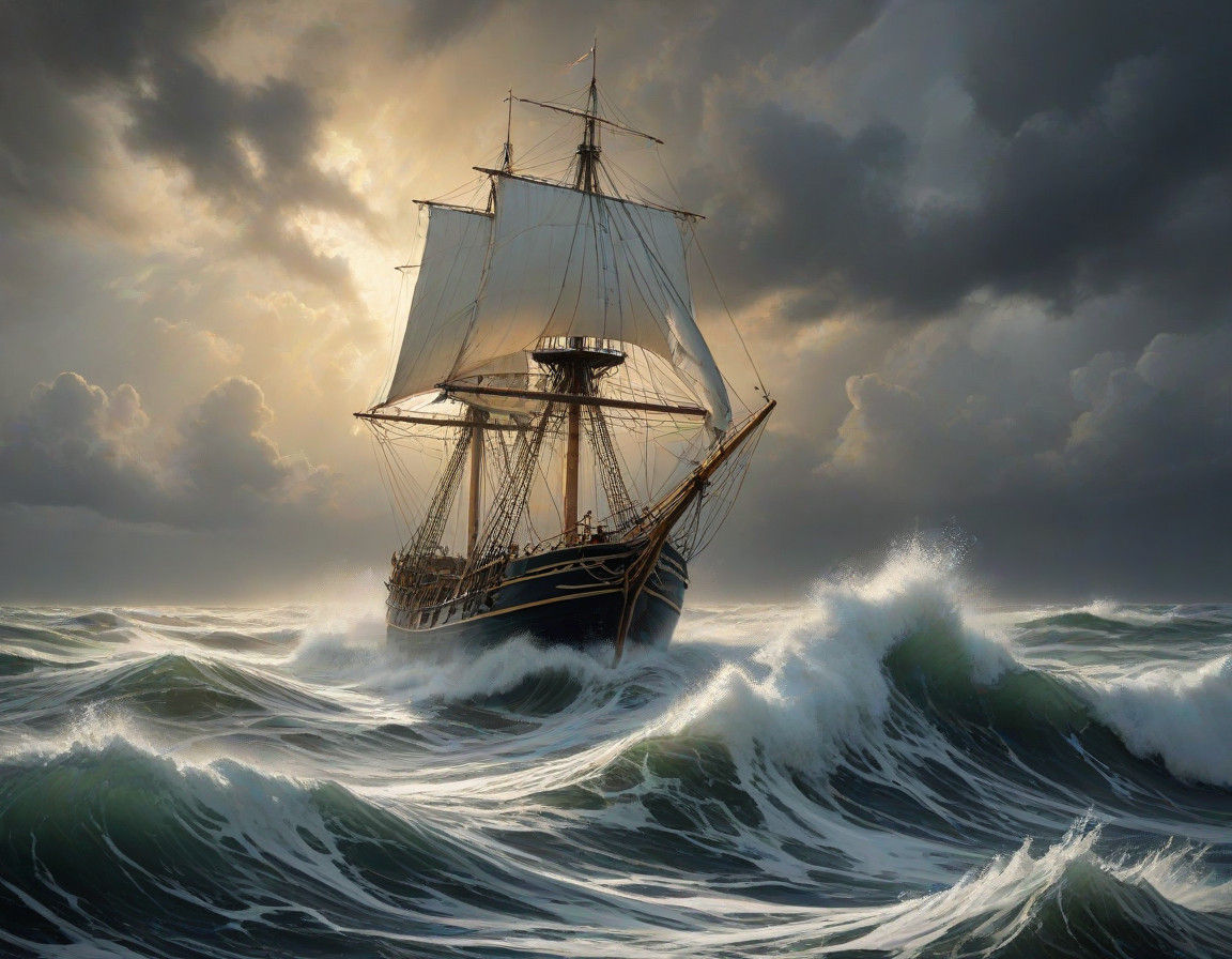 Black Sea Gale - Impressionist Seascape: Struggling Sailing ...