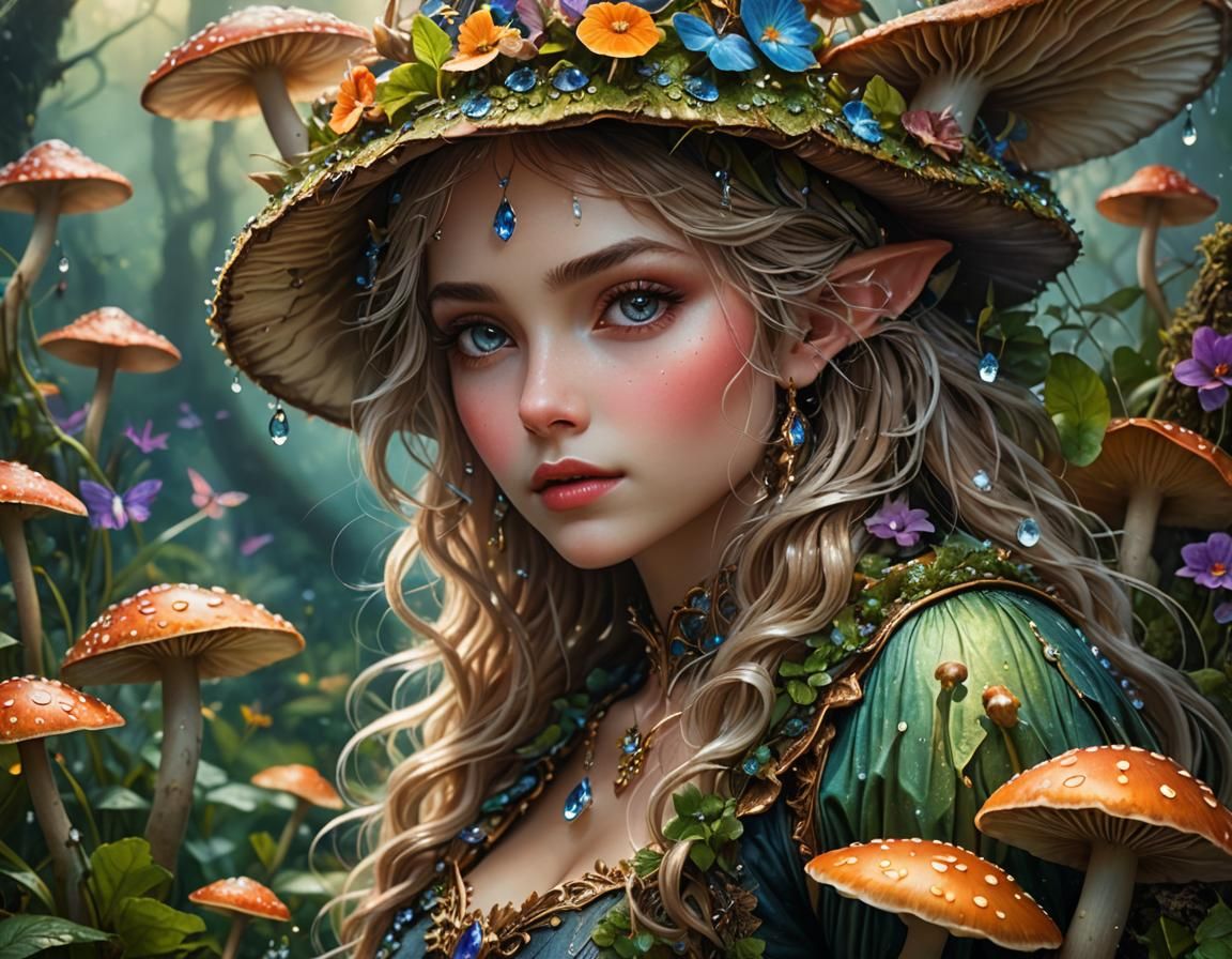 Beautiful Toadstool Elf close up portrait - AI Generated Artwork ...