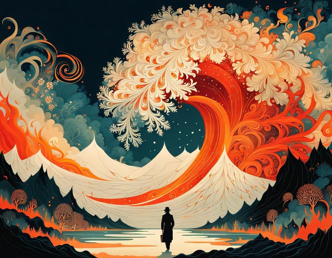 A Great Wave of Frosted Fire : r/nightcafe