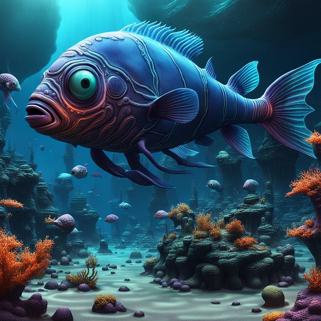 Alien Fish. - AI Generated Artwork - NightCafe Creator
