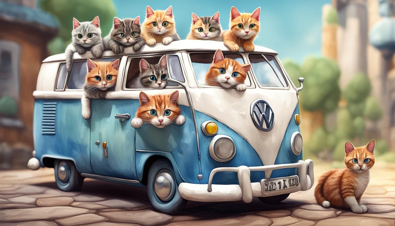 Cats driving vehicles - AI Generated Artwork - NightCafe Creator