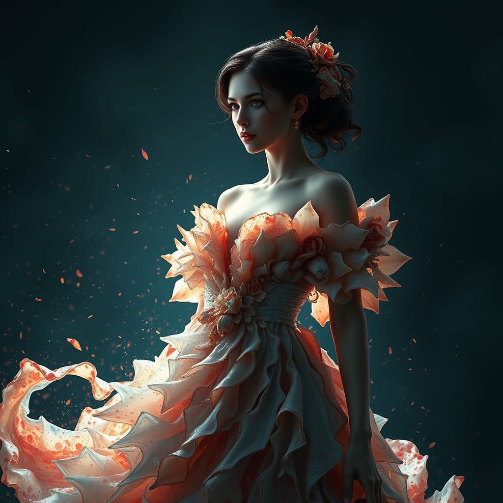 dress - Ethereal Sea Shell Goddess in Triadic Hues