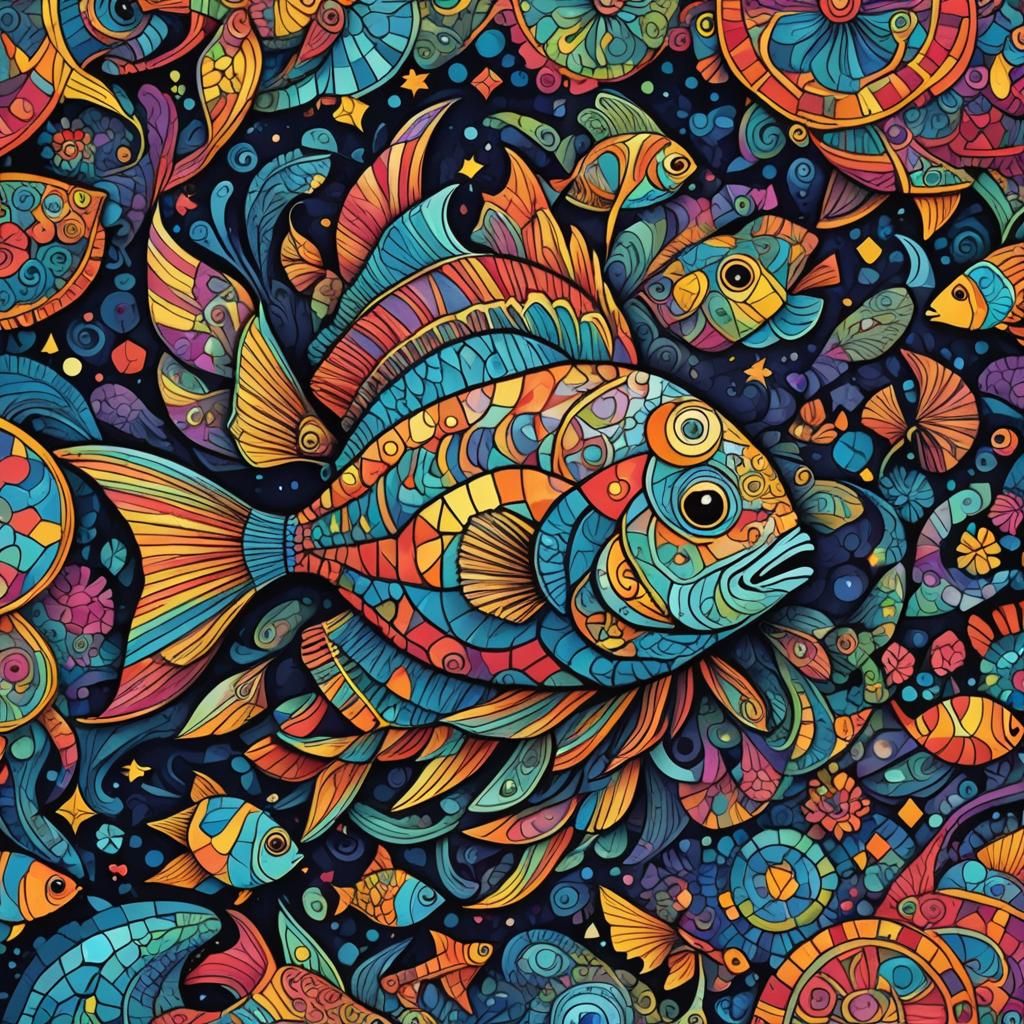 (Hyper detailed mesmerizing art of a magical fish with fairy wings as ...