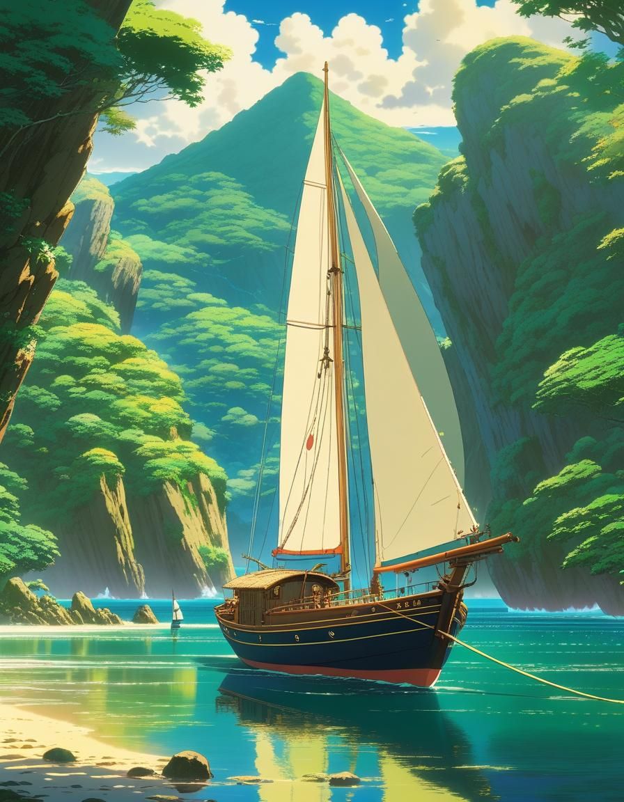 Ultimate Anime, sailing boat in exotic land Studio Ghibli, Anime Key ...