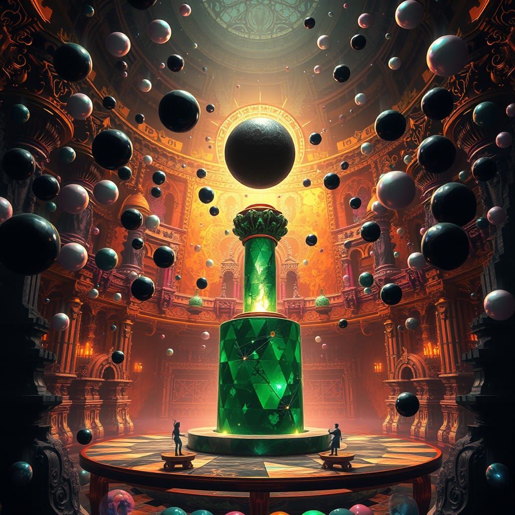 multiple spheres flying everywhere, multicolored or black or white ...