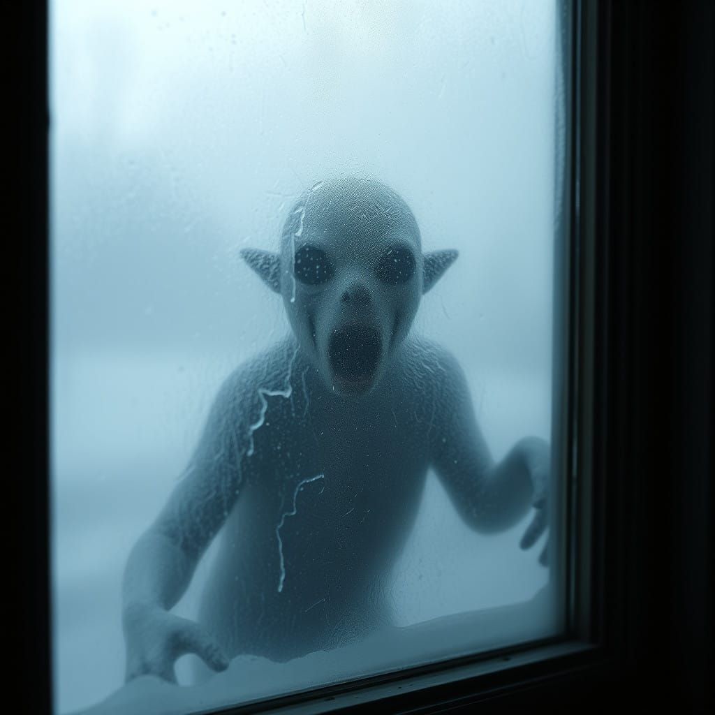 Ethereal Creature Beyond Frosty Glass - AI Art