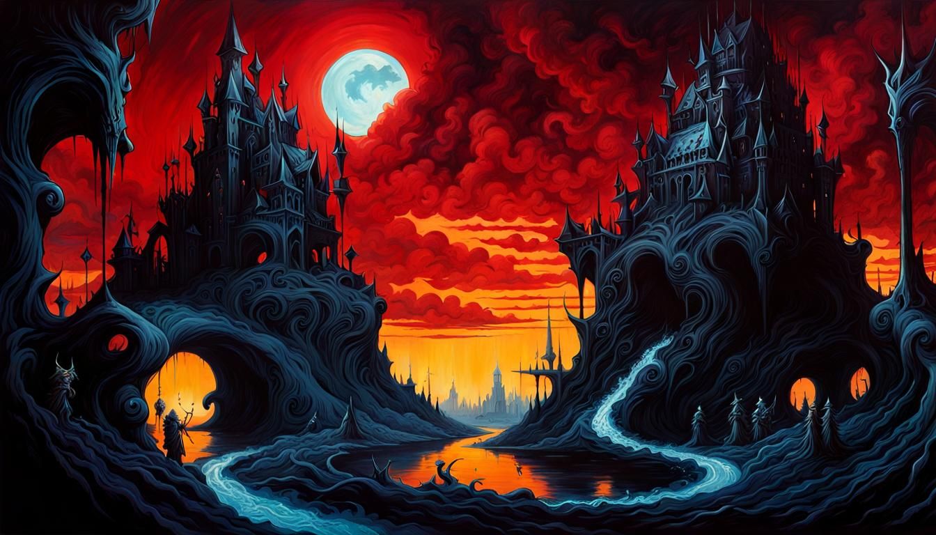 "Chain of Fools" epic abstract surreal Dark Fantasy masterpiece by Tim ...